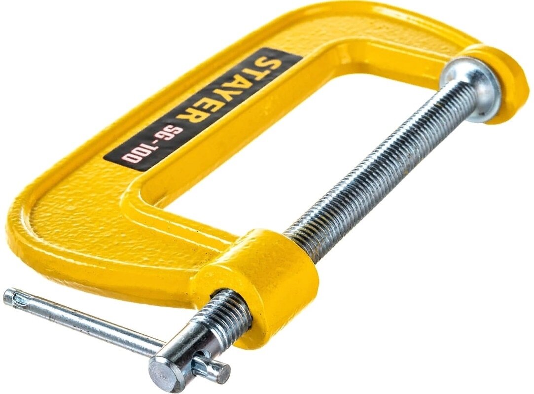 Струбцина Stayer / Стайер SG-100 G-образная, универсальная, стальная, желтая, 100мм / инструменты