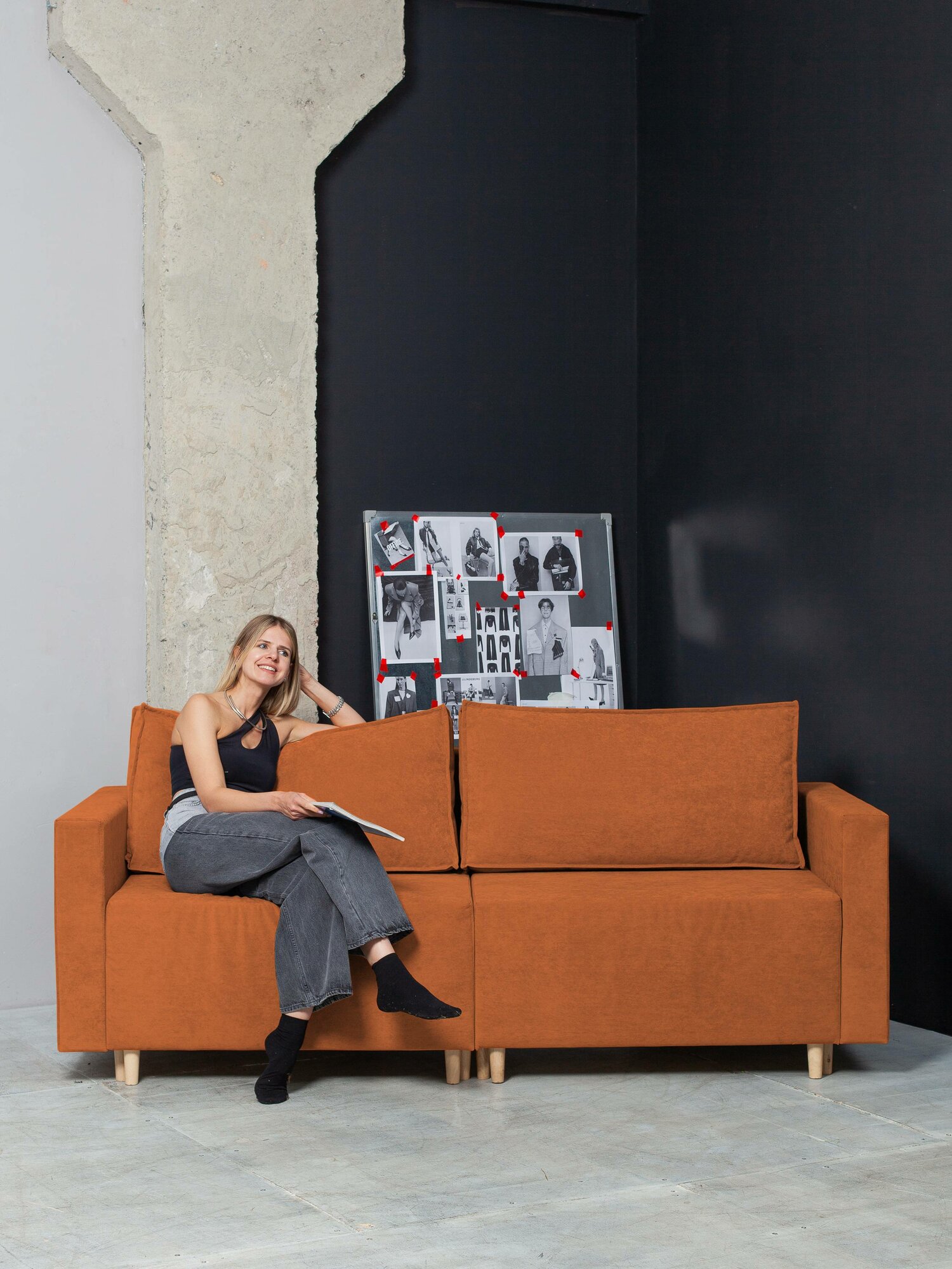 Раскладной диван кровать Чикаго NEW прямой модульный, механизм еврокнижка, 213х102х85 см, бежевый