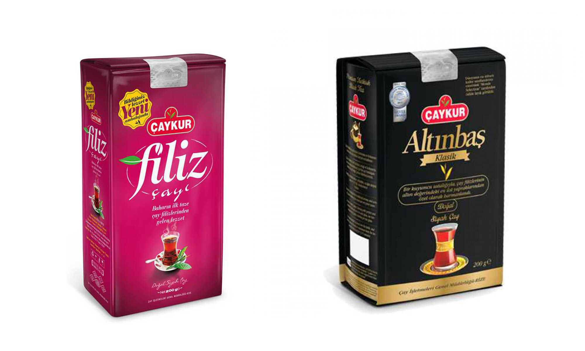 Набор турецкого черного байхового чая (Филиз и Алтынбаш), "Caykur", Siyah cay Seti (Filiz ve Altinbas Klasik), 200гр. (2шт.)
