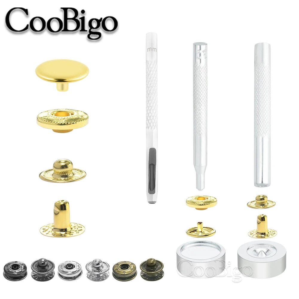 Металлические кнопки-застежки CooBigo, 12 комплектов 15mm, 48sets Mixed Colors