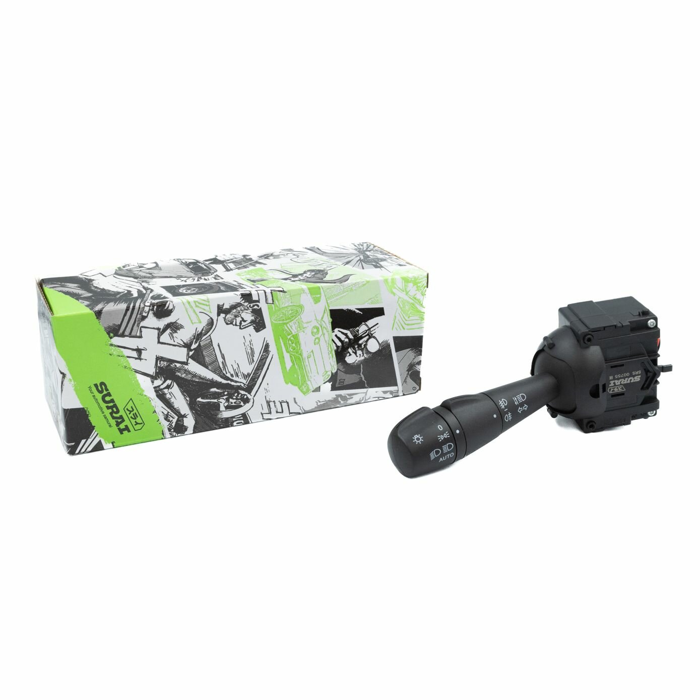 Переключатель подрулевой SURAI для Lada Vesta, Renault Captur I, Clio IV, Trafic III, Twingo III с ПТФ и датчиком света (SRS 00755, аналог 8201167992)