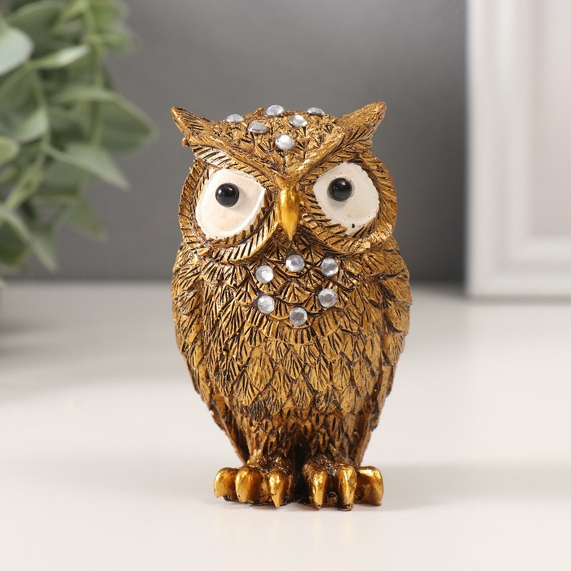 Фигурка Сима-ленд «Филин кофейный», полистоун, стразы, краска, 8,5×5,3×4,3 см