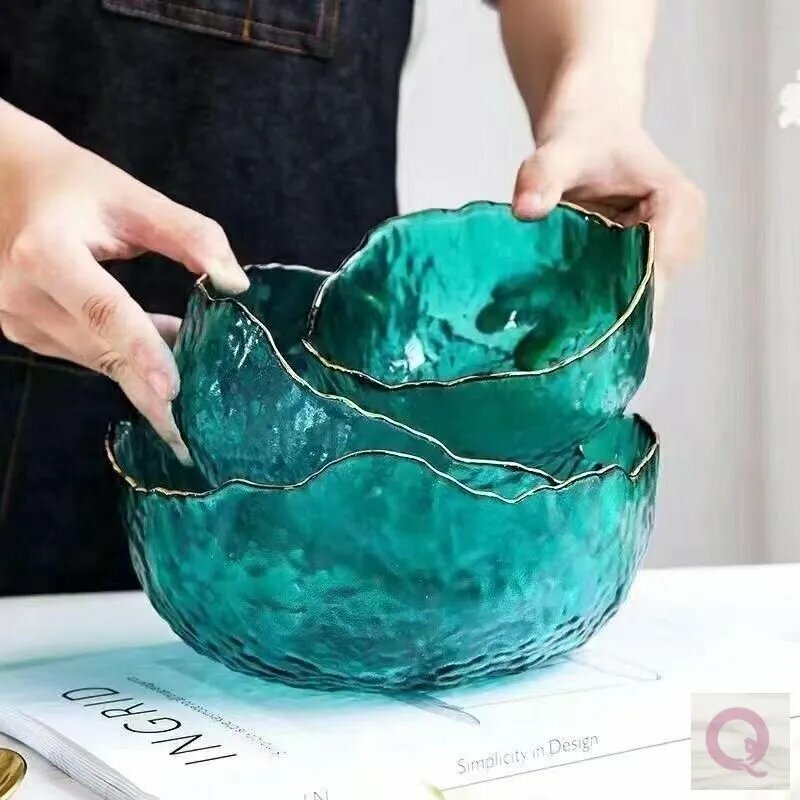 Салатники "Без бренда", 1500мл, 3шт, стекло, для посудомойки, фактурный узор