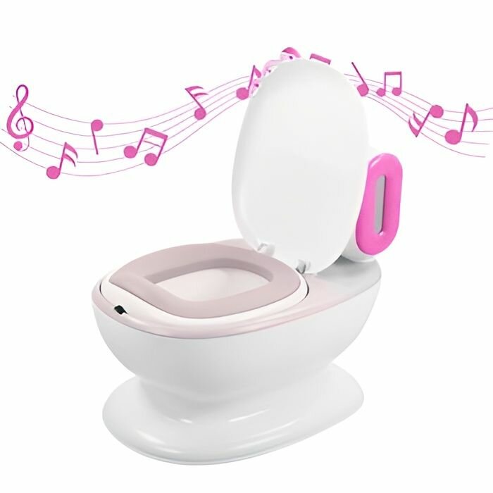 Горшок детский со спинкой "Музыкальный" Белый/Розовый