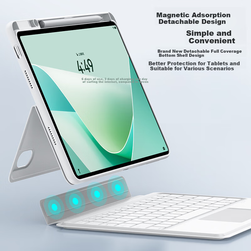 ZHISIHUI Bluetooth Keyboard and Mouse Set for Huawei MatePad 11.5/11.5s/Air 11.5, Magnetic Detachable Protective Case, Smart Touch Backlit Keyboard, White