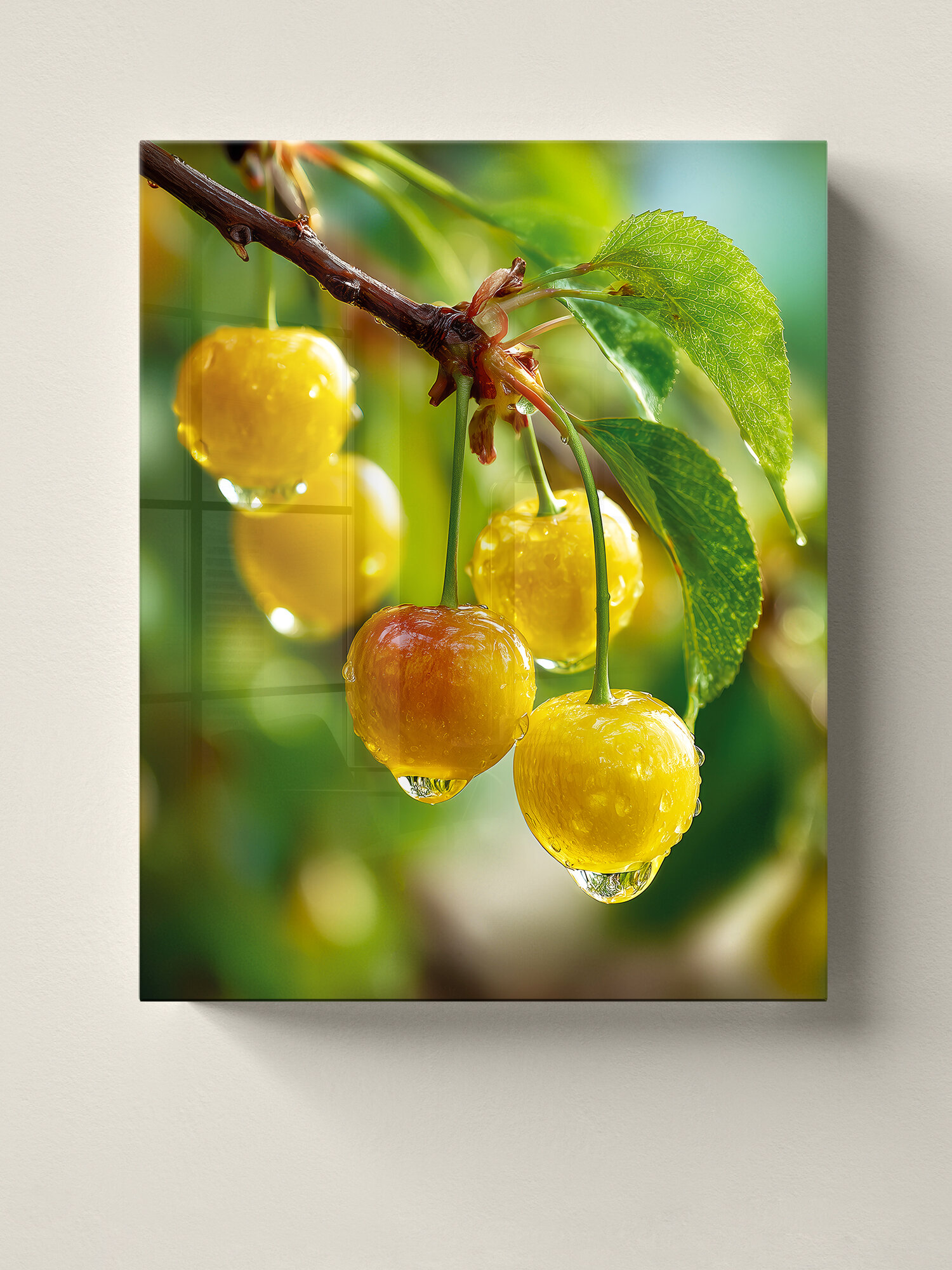 Картина Postermarket "Гроздь Черешни" на стекле, цифровая печать, 40x50 см