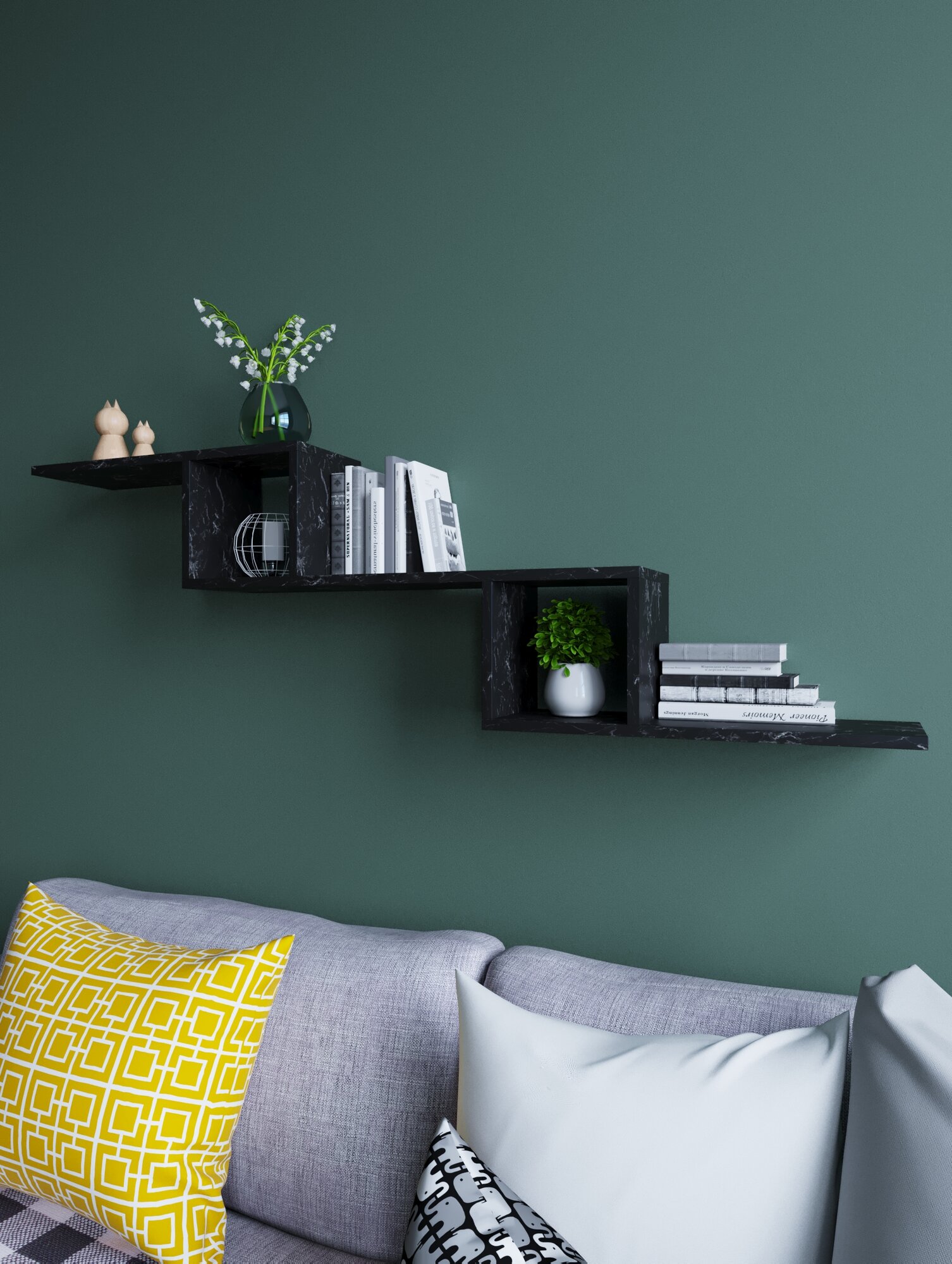 Полка в комнату, настенная, навесная, ЛДСП, 6 вариантов сборки