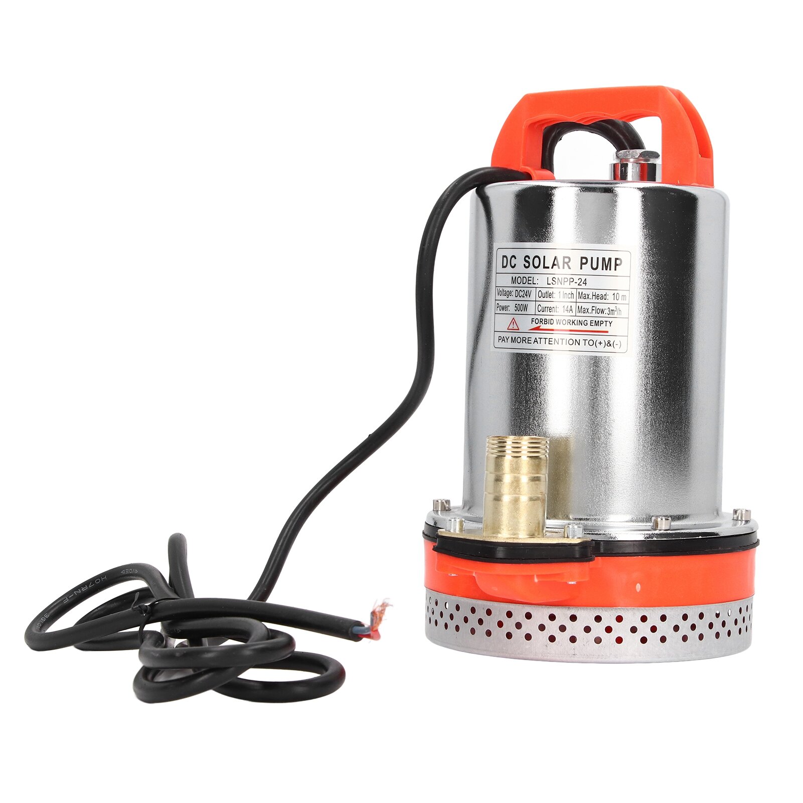 Насос для скважины на солнечных батареях с высокой головой и мотором из меди DC24V, 500W, 3 м /ч, до 10м/32.8фт