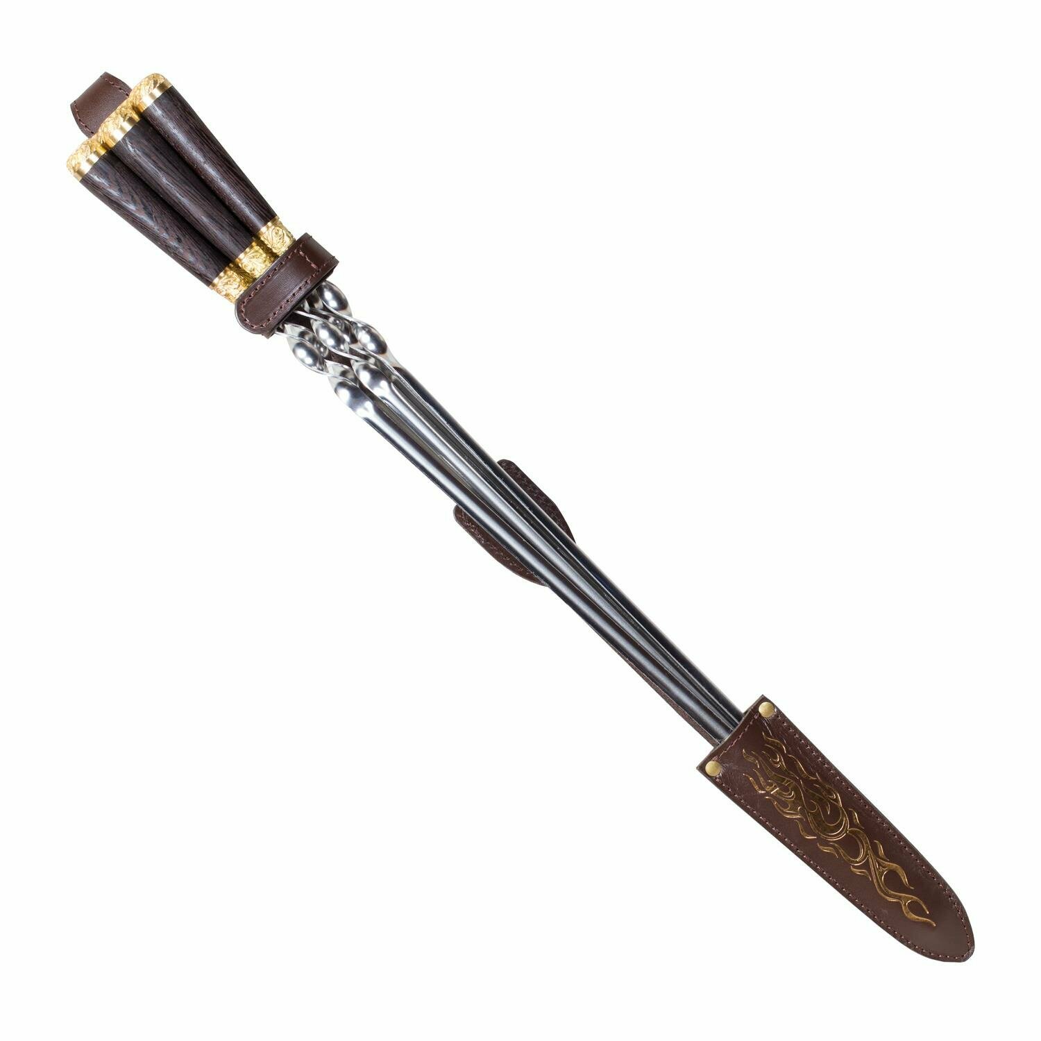 Шампура 6шт. в чехле из натуральной кожи «Пламя» 392КК6-КТ