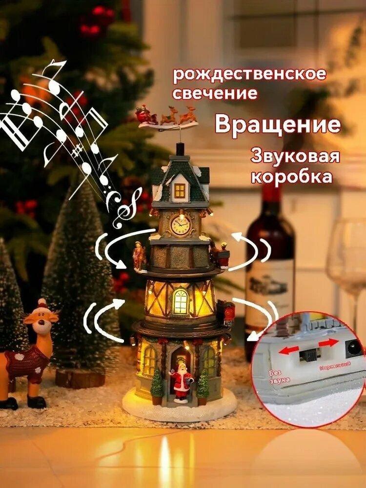 Рождественская, светящаяся, вращающаяся музыкальная шкатулка（Без батареи）