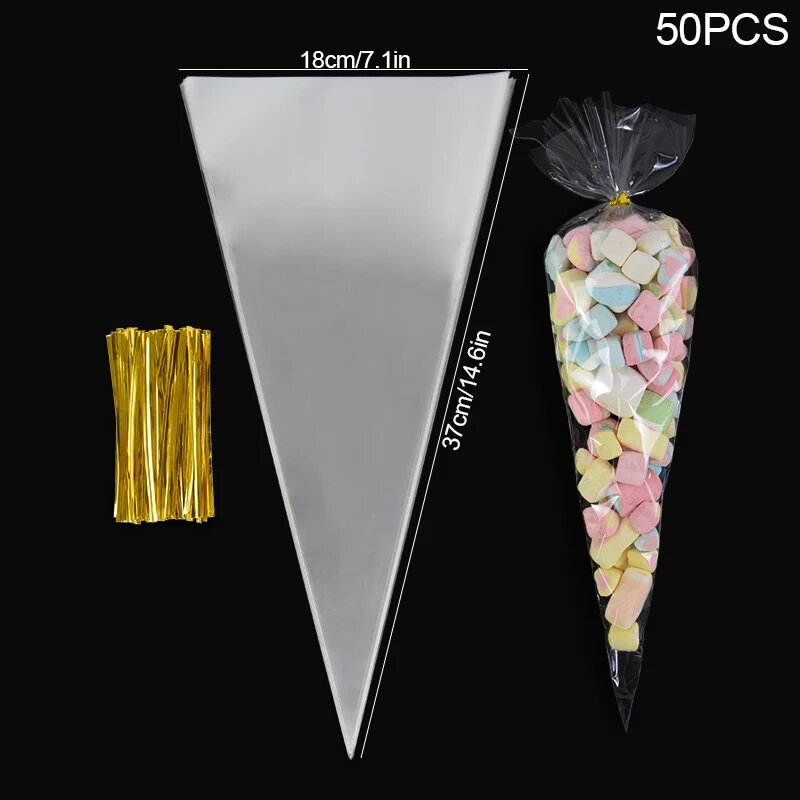 Прозрачные конусные пакеты для конфет XUNYIONE L