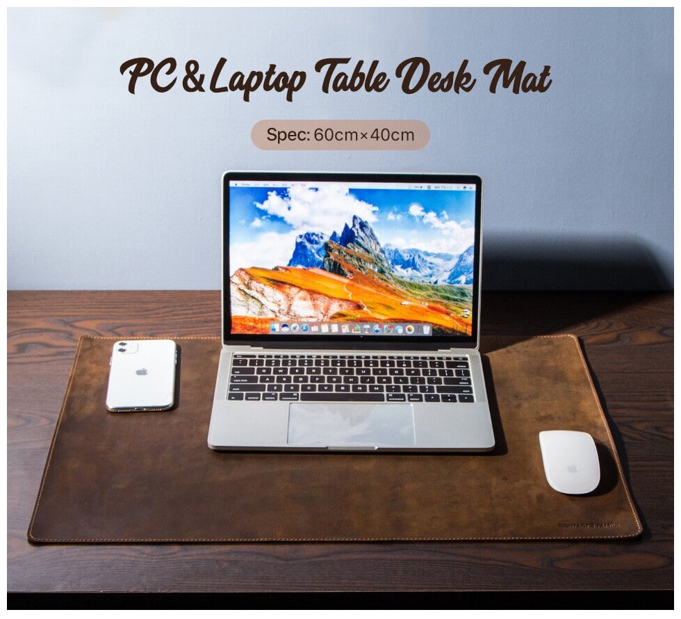 Игровой Коврик Для Мыши, Большие Коврики Для Рабочего Стола Из Натуральной Кожи, 600x400x2МM, коричневый