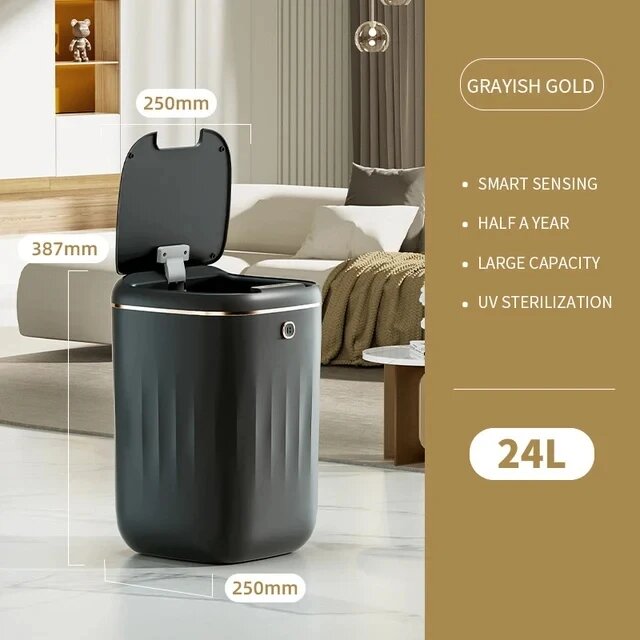 Smart Trash Can 20L, 24L Black, USB Charge