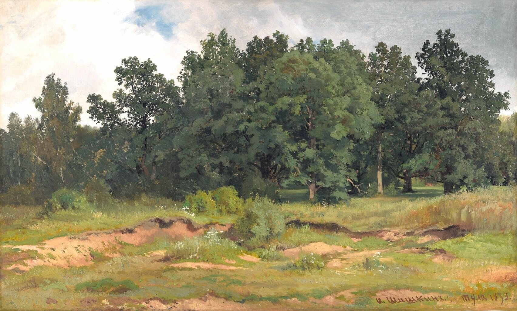 Картина Ивана Шишкина Дубовый лесок в серый день 60х36 см