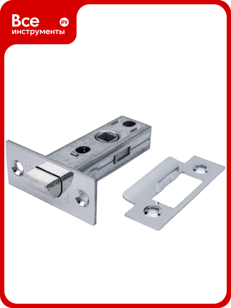 Защелка PALIDORE PC хром блестящий, металлический язычок со гальваническим покрытием, ответная планка для дверей