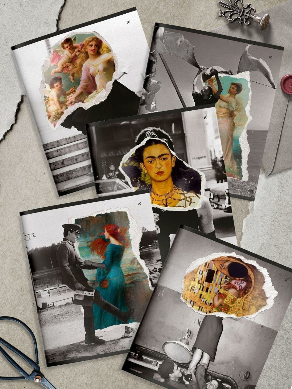 Тетрадь 1 шт 48 л. А5 клетка, на скрепке, офсет LOREX POSTMODERN мелованны картон, запечатка форзаца, sof