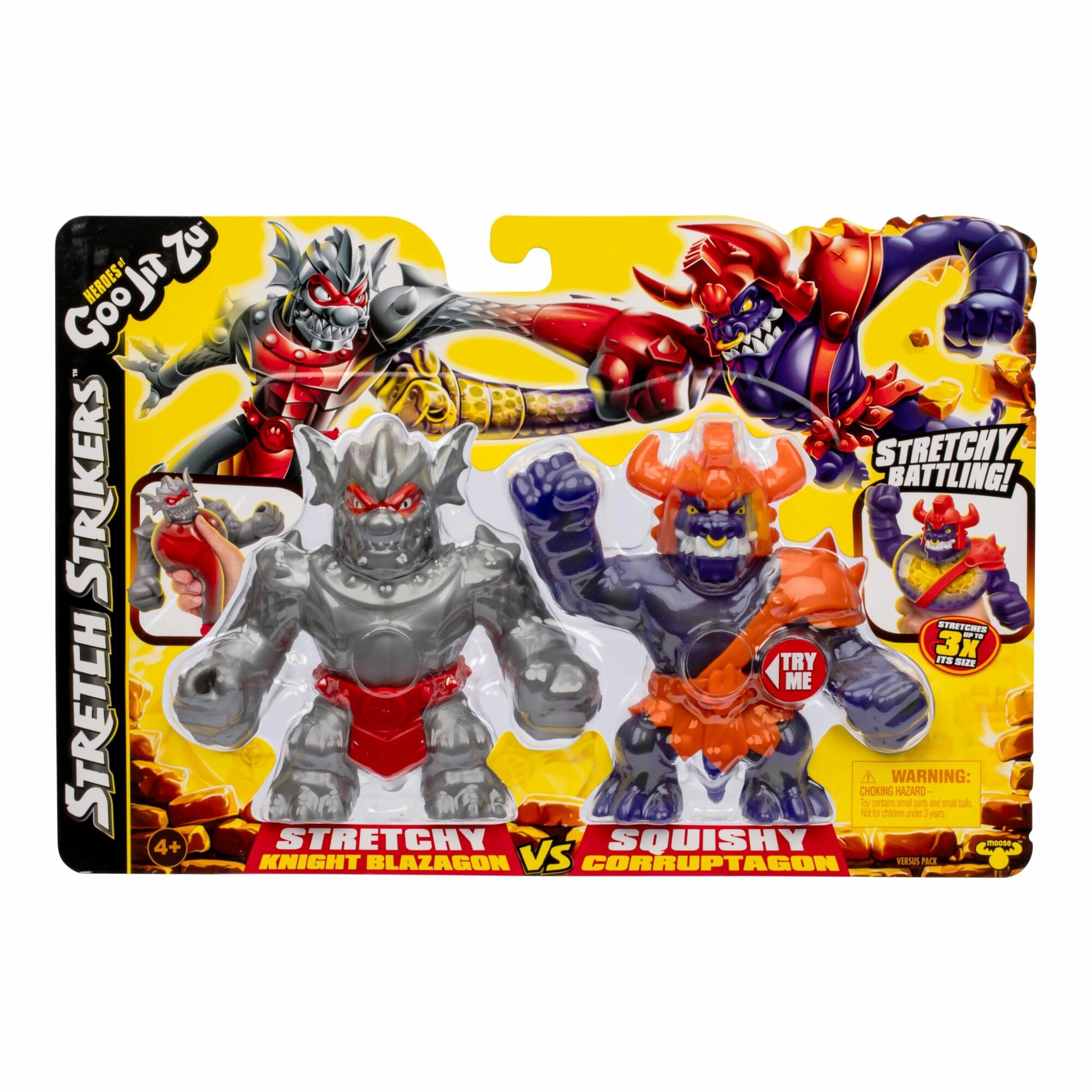 Moose Heroes Goo Jit Zu Stretch Strikers Blazagon VS Corruptagon Versus Pack /Детский боевой набор героев-игрушек