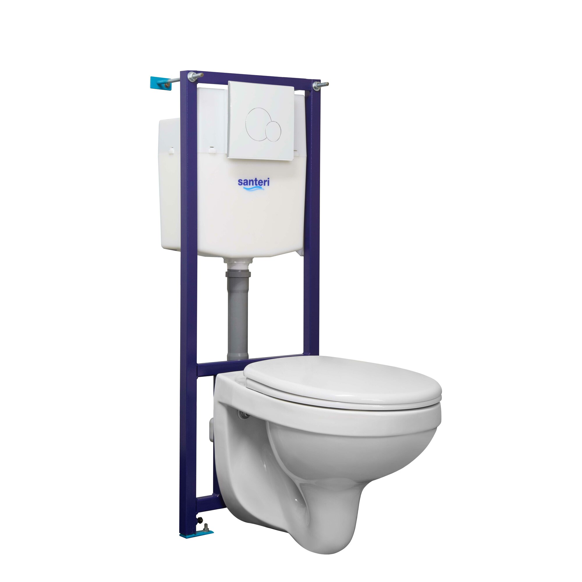 Комплект унитаза, ПЭК Santeri Альфа 1.3815.9. S00.00B.2 подвесной унитаз + инсталляция + панель белая + сиденье ПП