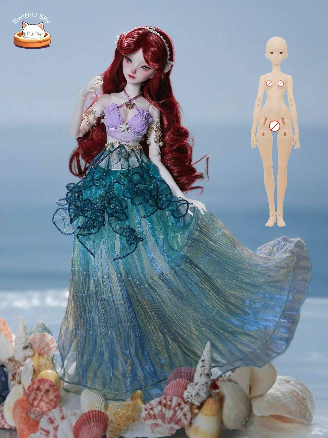 BwithUSky 1/4 Shimmer обнаженная кукла с нормальной кожей, без макияжа, без аксессуаров