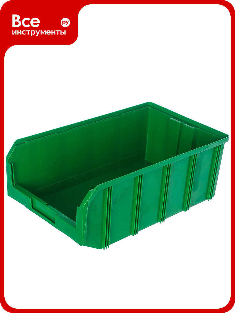 Пластиковый ящик Стелла-техник 502х305х184мм, 20 литров, V-4-зеленый, для бирки с описанием