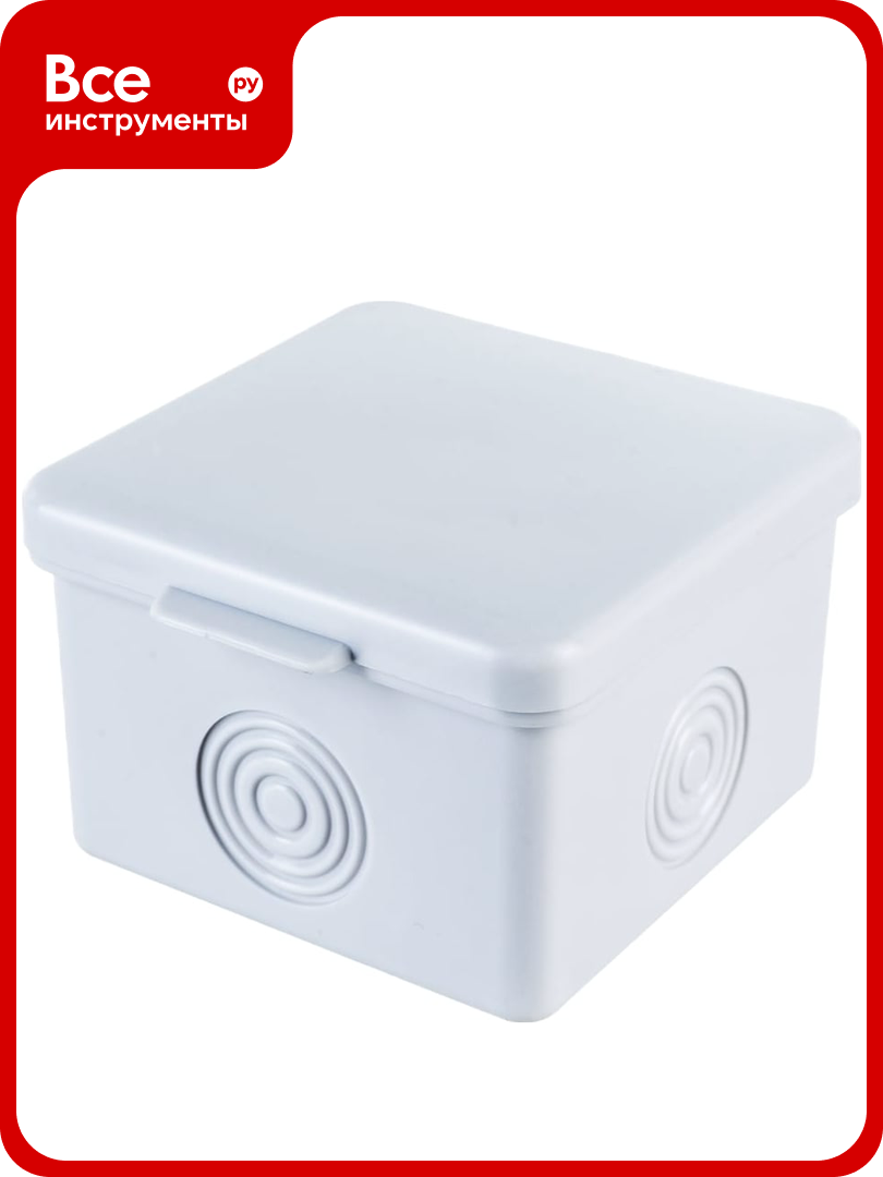 Распаечная коробка Урал ПАК для открытой проводки 65х65х50мм (квадратная), 4 вх (без гермовв), индивидуальный штрих-код, IP54,(150) КО-51117065-150-i