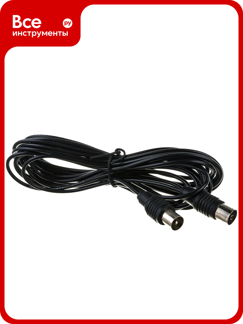 Кабель REXANT ВЧ ТВ гнездо-ТВ штекер, длина 5 метров, черный 17-5014