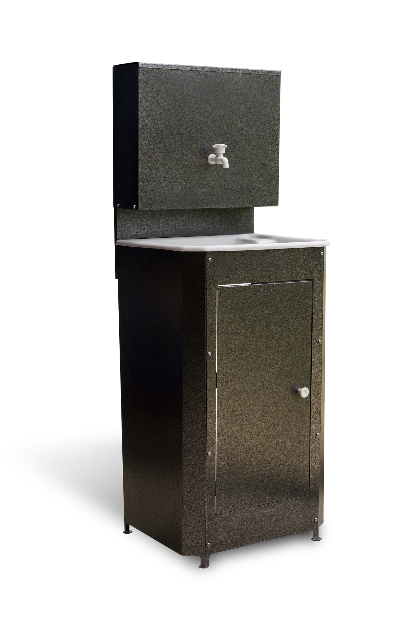 Умывальник фермер 20 л, без ЭВН, мойка пластик, тумба металл, бак металл, черный/серебро