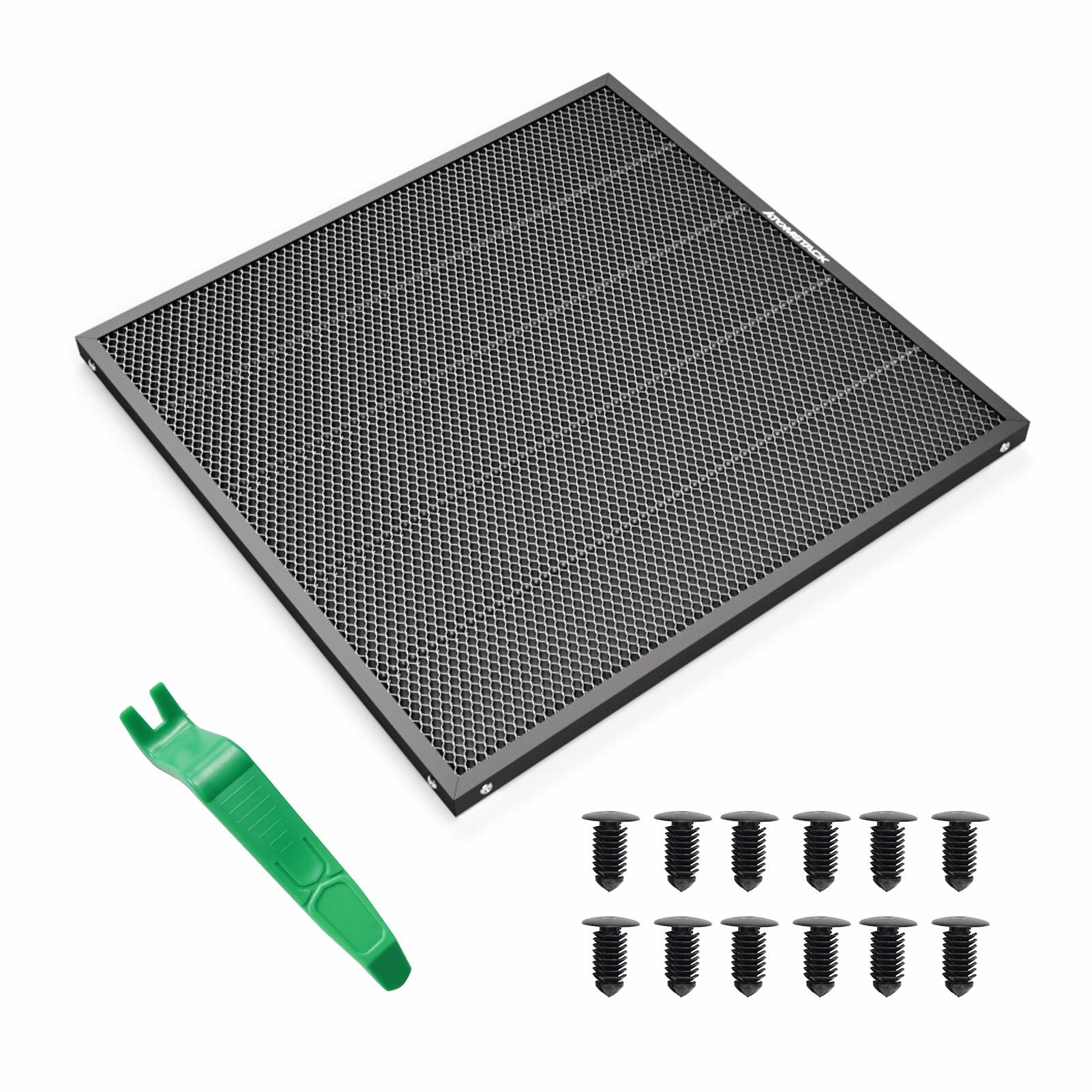 Стол для лазерной гравировки с сотовой структурой размером 410 x 420 мм. Полностью металлическая стальная платформа. Подходит для гравировки на CO2-лазерах и диодных лазерах.