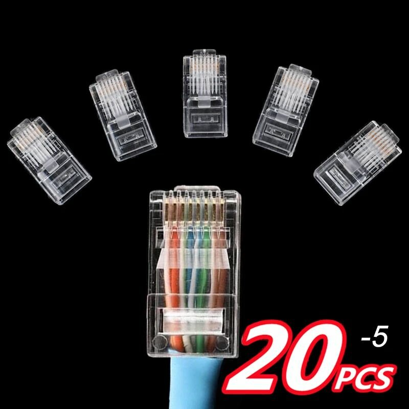 Разъем CAT5e RJ45, модульный кабель Ethernet 8P8C, концы RJ45, обжимные разъемы для кабеля Ethernet, сетевой штекер UTP