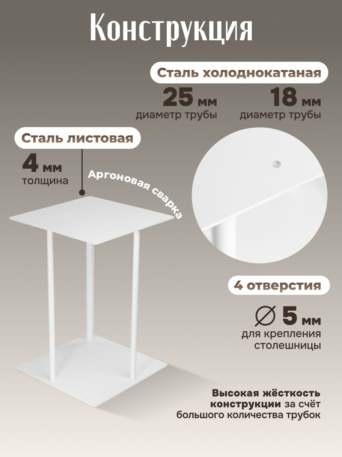 Подстолье для журнального столика "QUADRO MINI" (Белый)