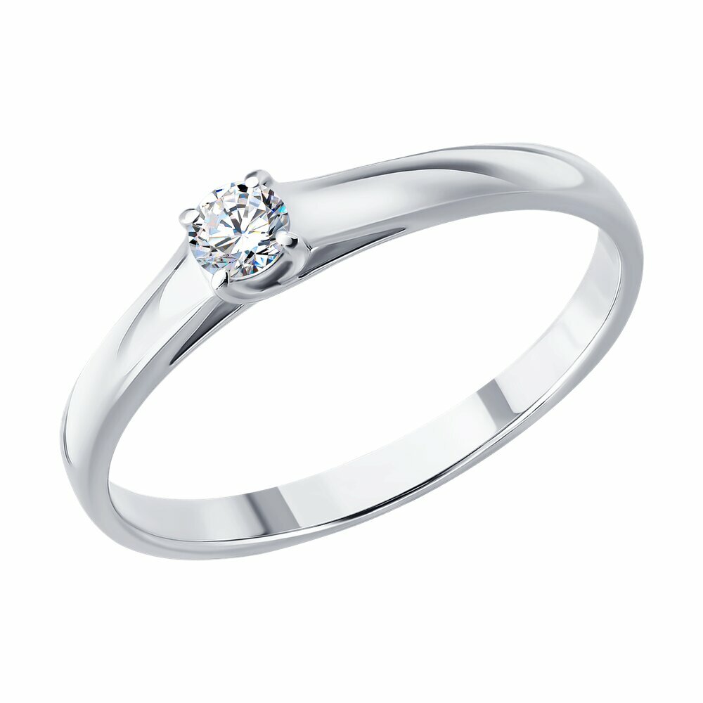 Кольцо, серебро, 925 проба, родирование, бриллиант выращенный