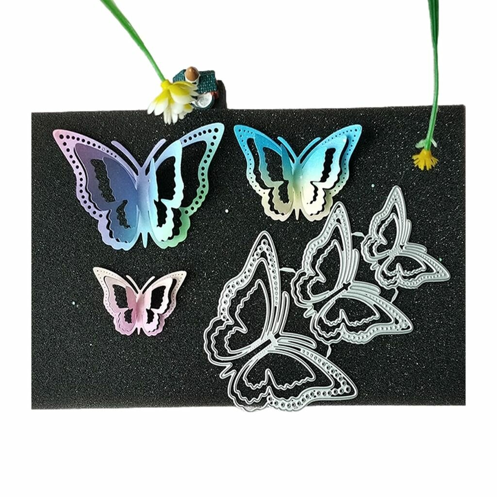Форма для ножей QB-3485 три бабочки, трафарет для тиснения и вырубки, стальной штамп для скрапбукинга, открыток, декора бумаги и ткани, DIY-инструмент ручной работы