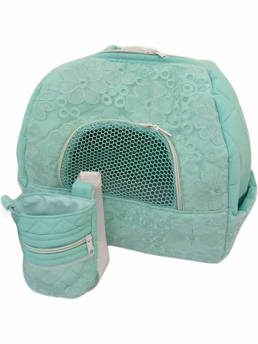 Рюкзак, переноска, сумка для собак, ручная работа, цвет аквамарин. для собак 2-3 кг, по дну 35х15, высота 35/15 высота окошка