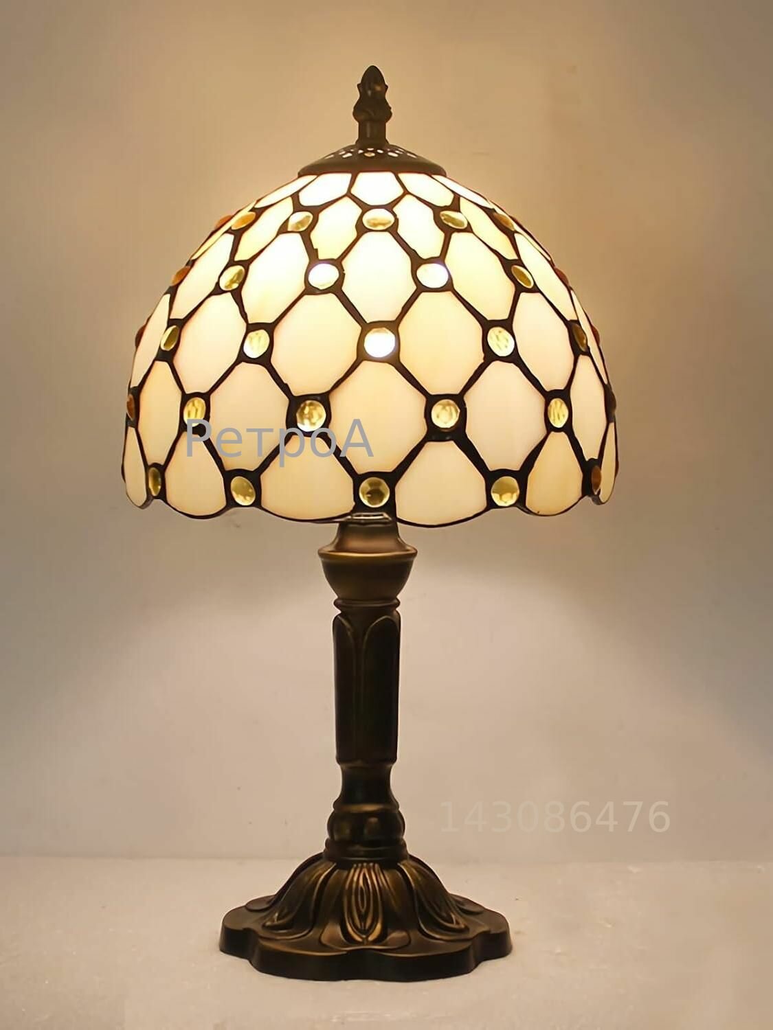 Лампа настольная "Тиффани", стиль арт-деко, стекло, жёлтый цвет