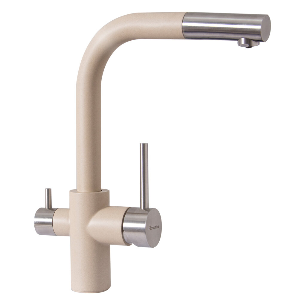 Смеситель Florentina Кристалл для кухни бежевый