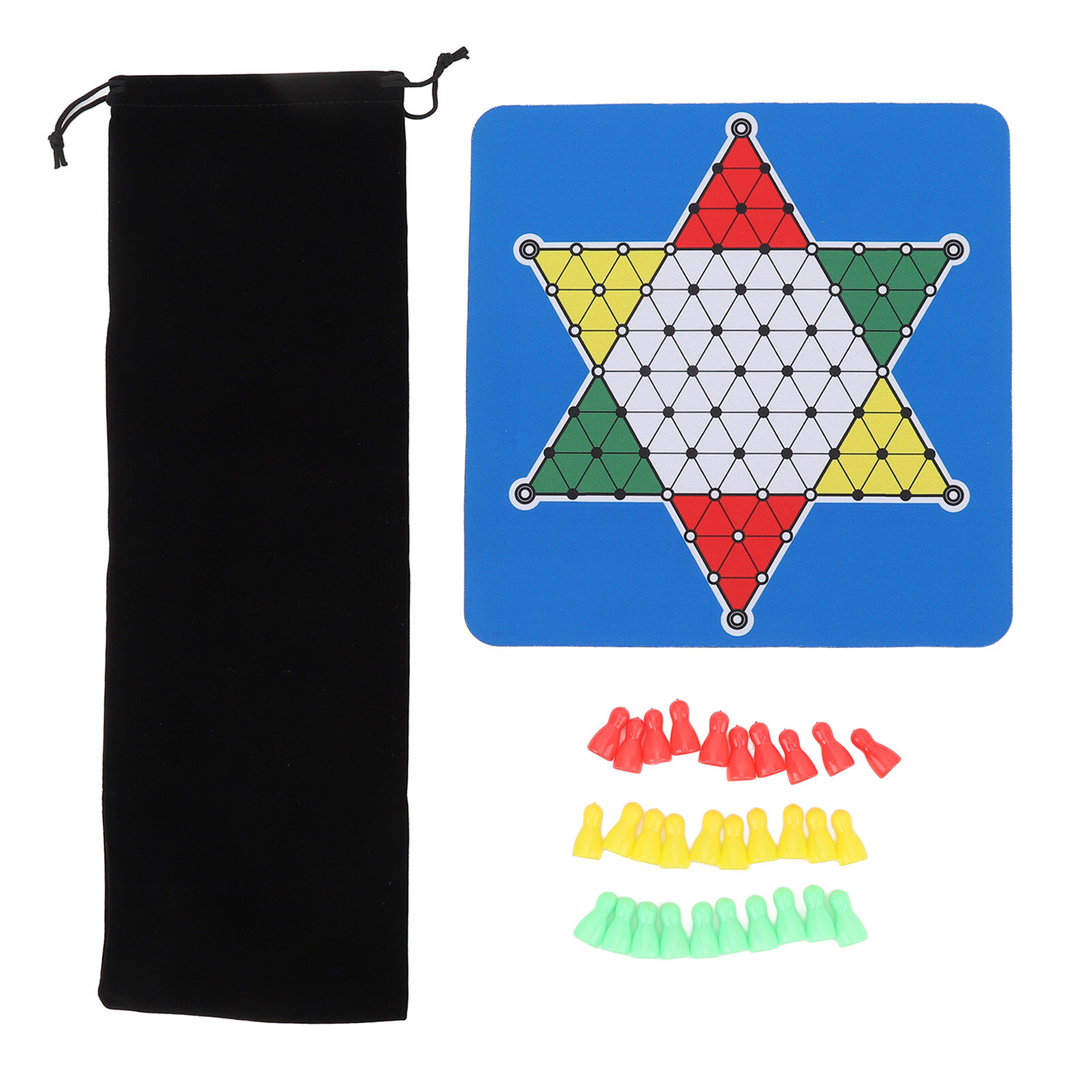 Набор для игры в китайские шашки: резиновая доска, коврик и 3 цветные шашки. Портативный набор с сумкой для хранения, подходит для дома и путешествий.