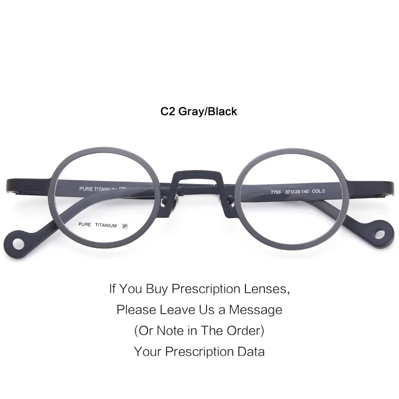 MUZZ Круглые оправы для очков из титана C2, Черный, Single Glasses Frame