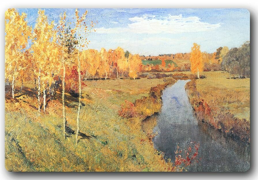 Картина/Репродукция/Левитан "Золотая осень"/Интерьерная фреска на доске/30х20 см