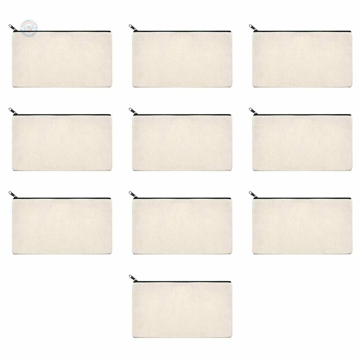 Холщовые сумки-мешочки на молнии, 10 шт, бежевый хлопок, компактные органайзеры для косметики, канцелярии и путешествий, DIY-декор