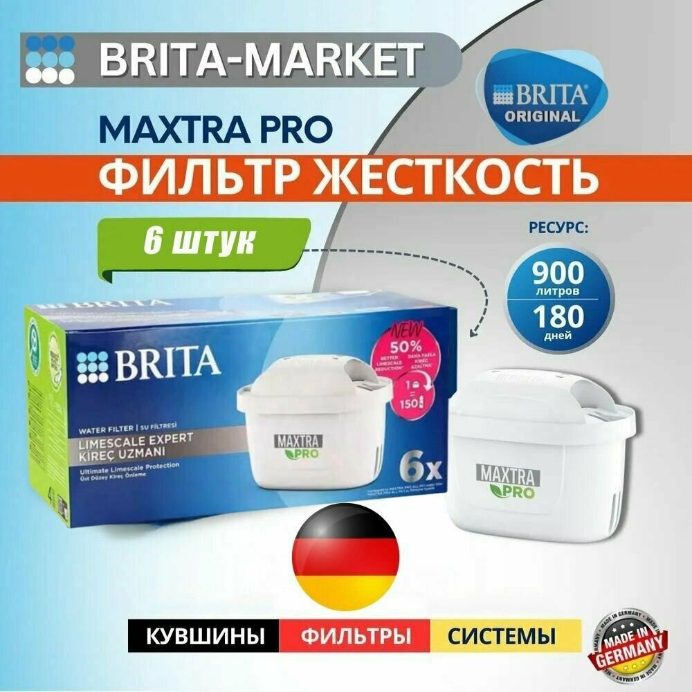 Фильтр для воды Brita Maxtra Pro Limescale, для жёсткой воды, защита от накипи,6 штук