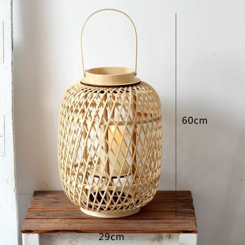 Винтажная напольная бамбуковая плетеная лампа декоративное украшение,60