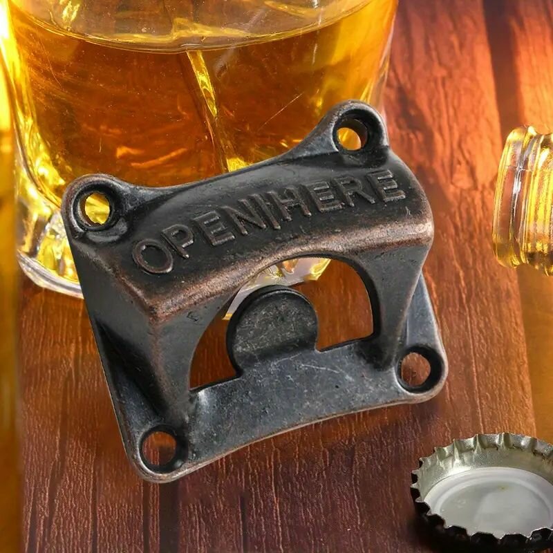 Квадратная коричневая открывалка для пивных бутылок, настенная, 1