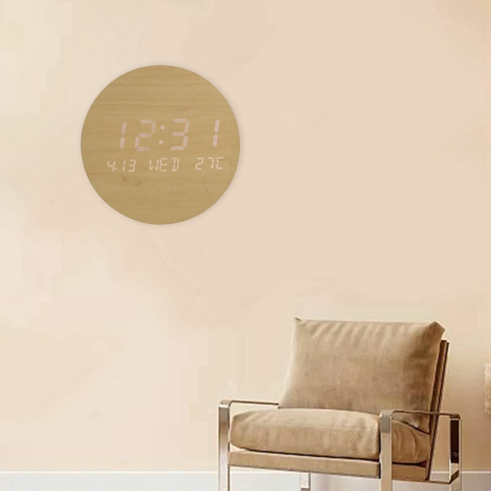 Цифровые настенные часы с датой и днем недели 192 мм