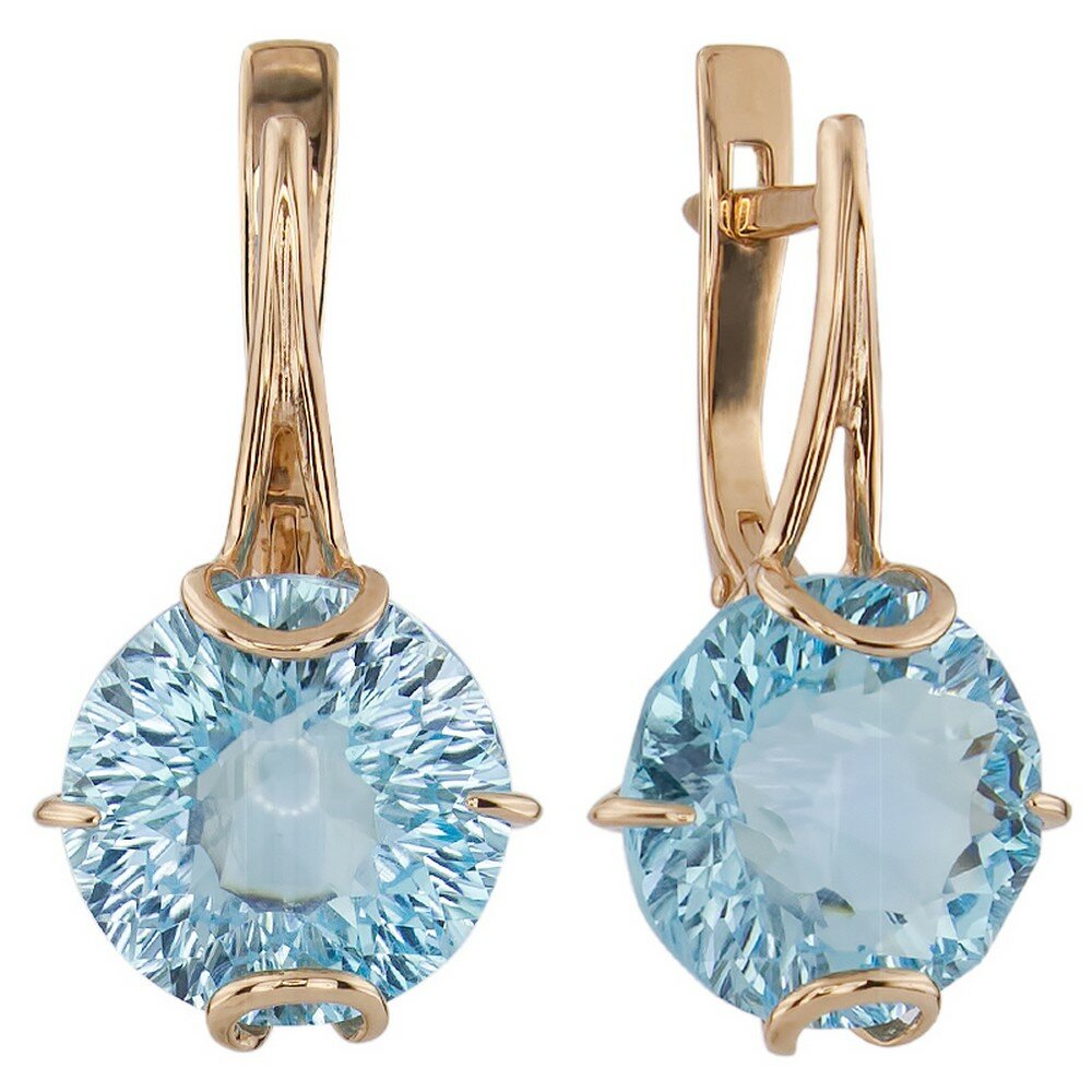 Серьги, красное золото, 585 проба, топаз