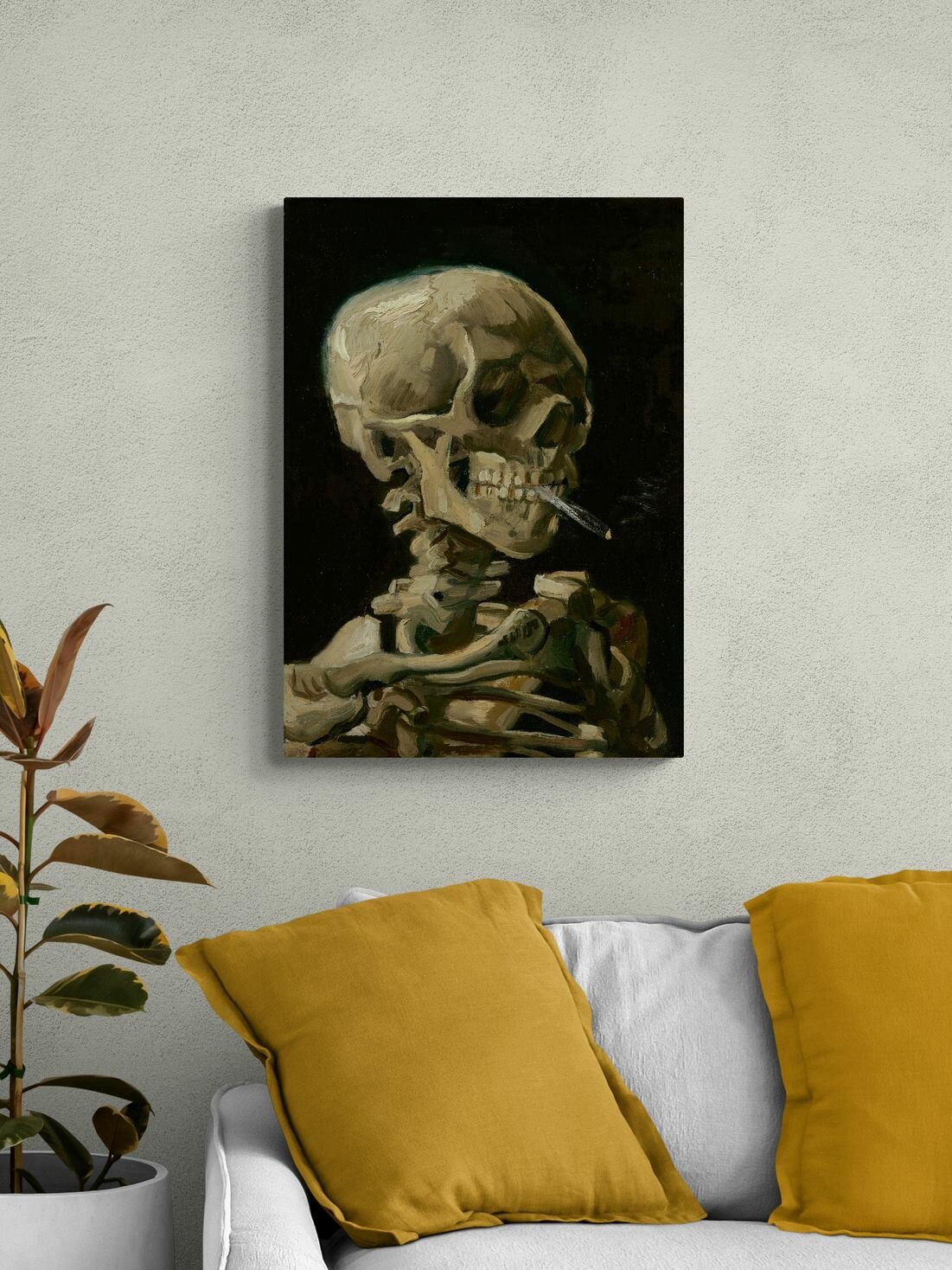 Винсент Ван Гог "Череп с сигаретой". Картина 60х40 см на холсте