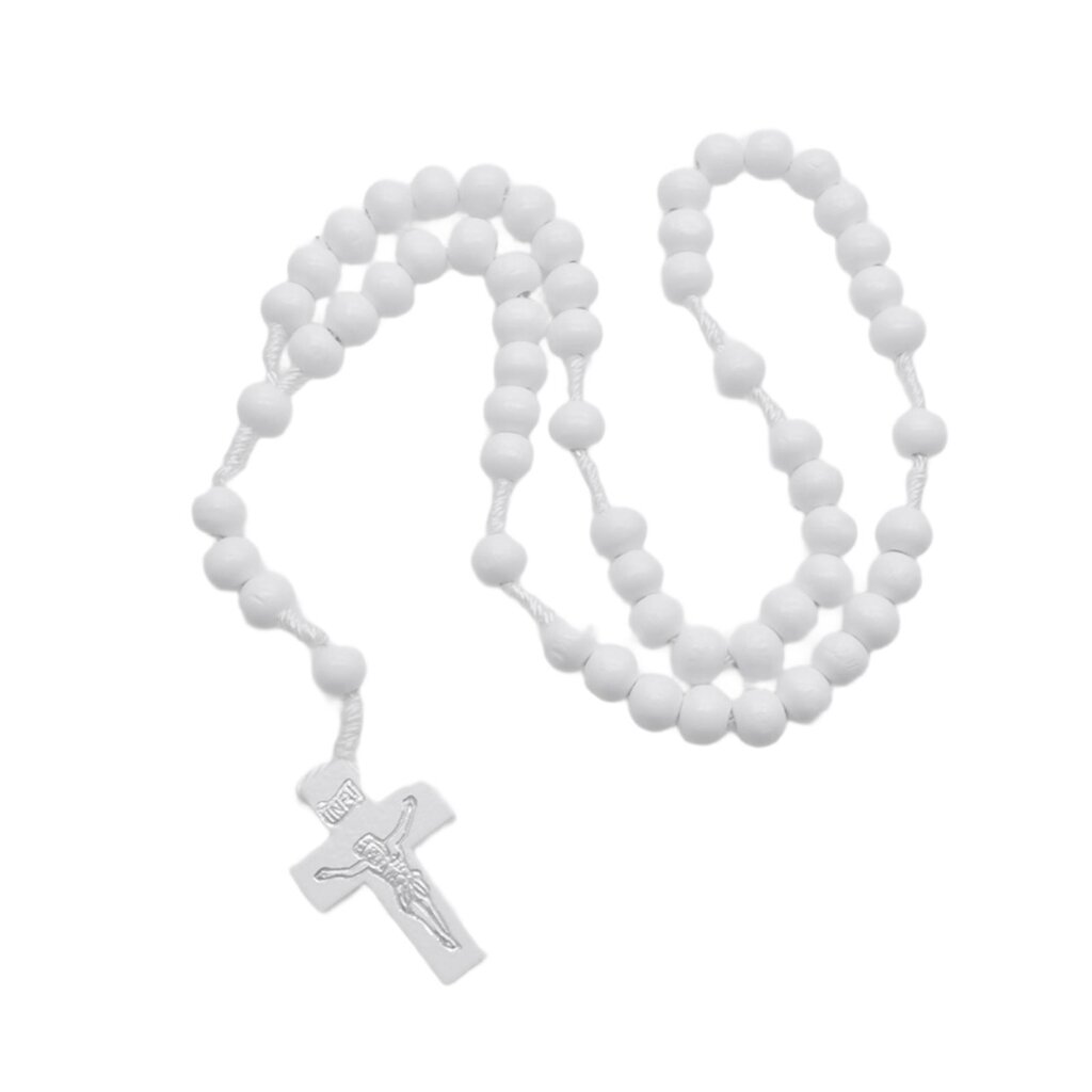 Белые деревянные четки с крестами для верующих унисекс религиозный амулет подарок для медитации и умиротворения
