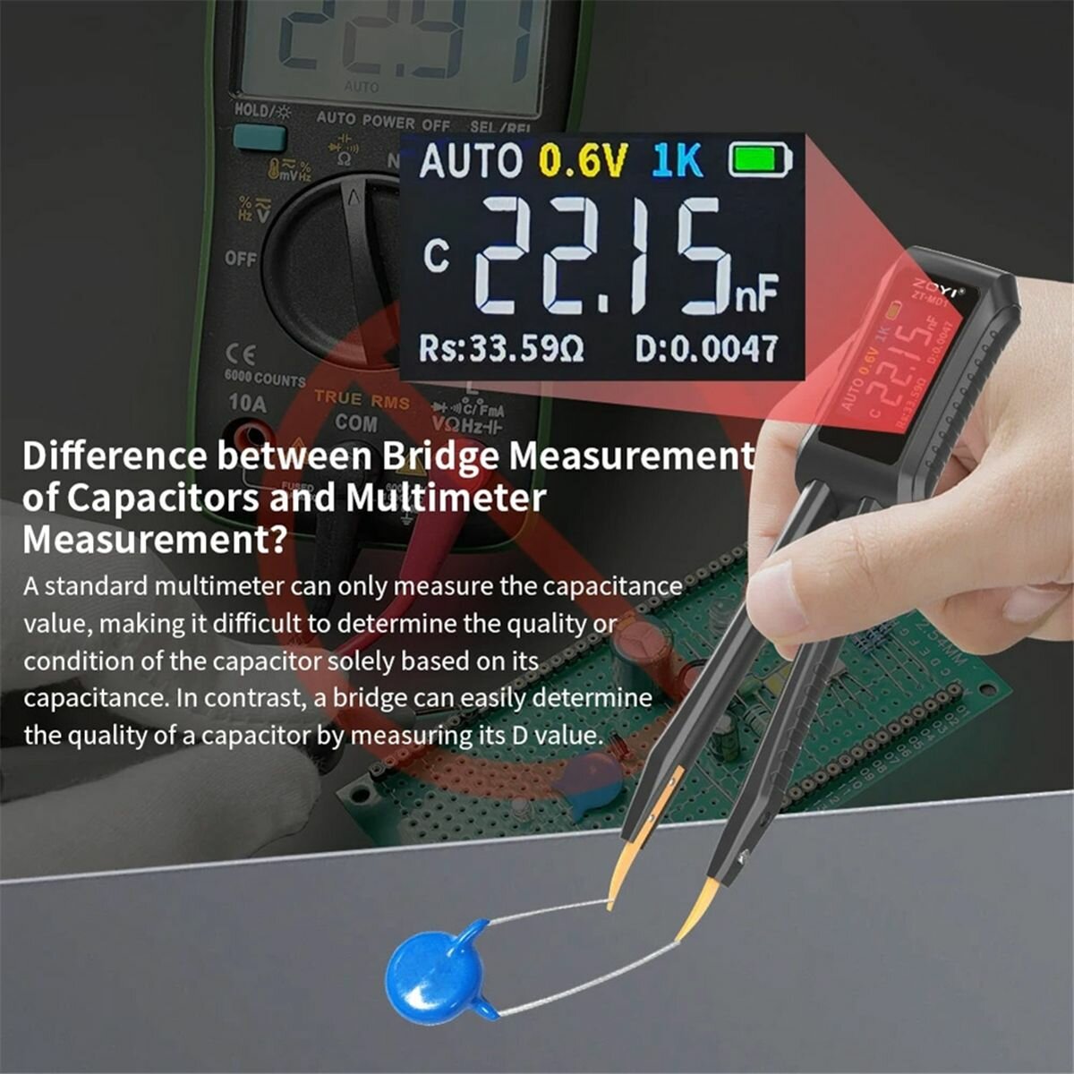 Цифровой интеллектуальный пинцет ZOYI ZT-MD1 для измерения LCR SMD ESR