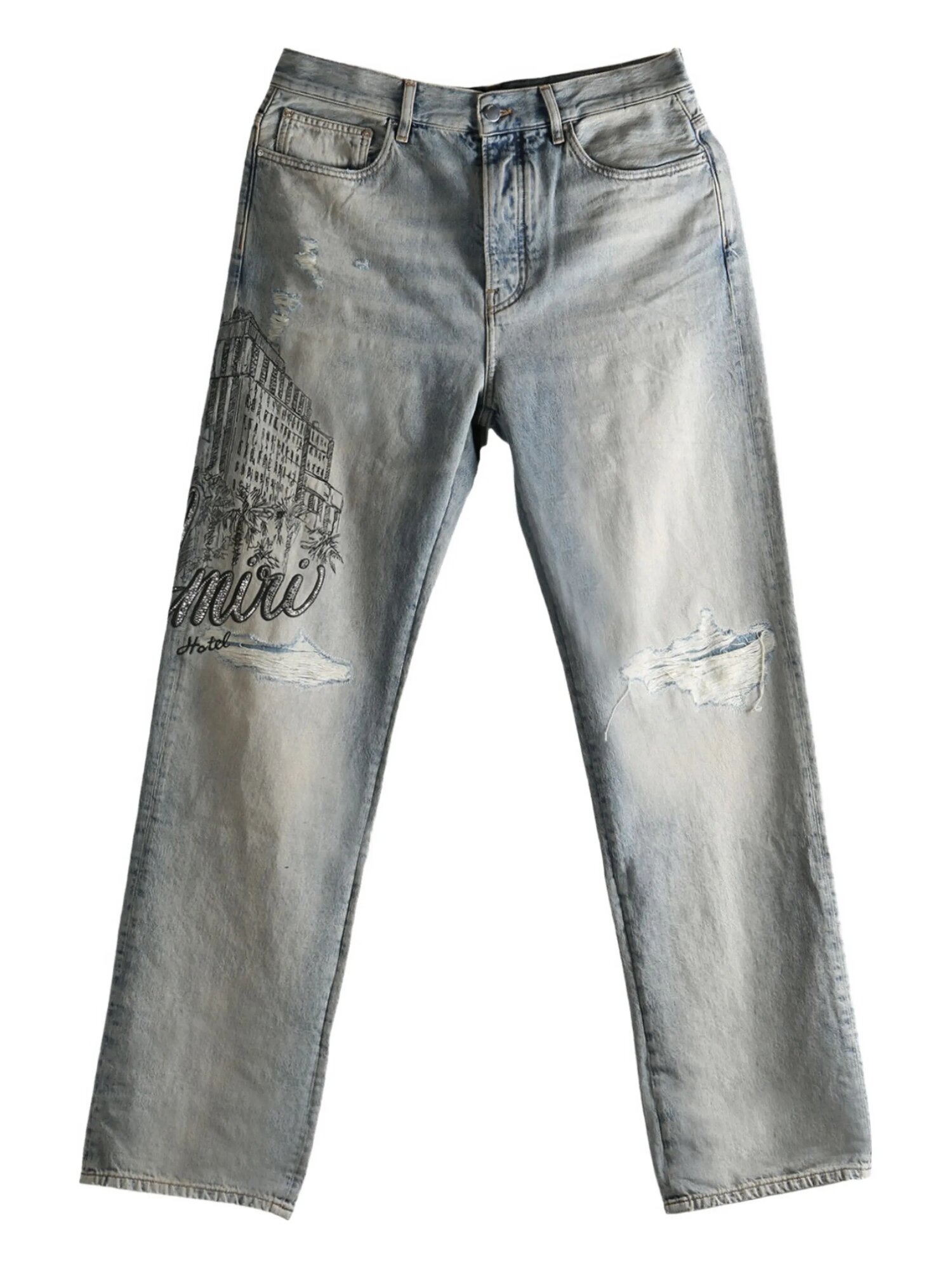 Джинсы Crystal Amiri Hotel Jean distressed jeans 
