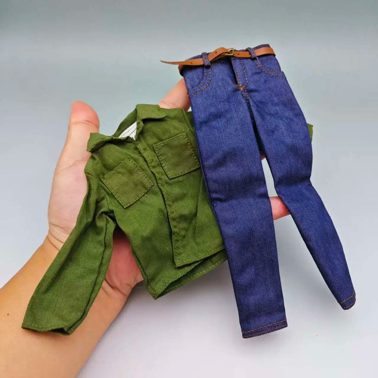 Tbleague 1/6 армейская зелёная рубашка + джинсы для 12-дюймовой фигурки Jeans With Shirt A