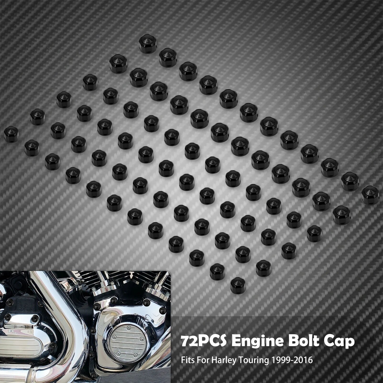 72 шт, набор болтов двигателя мотоцикла, черный/хромированный для Harley Softail Fat Boy Touring Street Electra Glide Road King 1999-2016 Black Bolt Cover